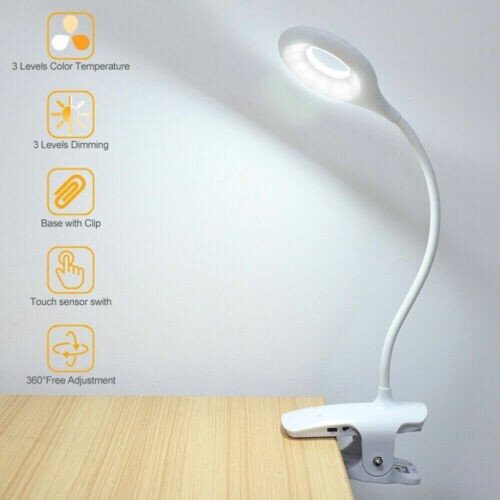Dimmable USB Rechargeable LED Study Night Light Table Desk Bedside ...