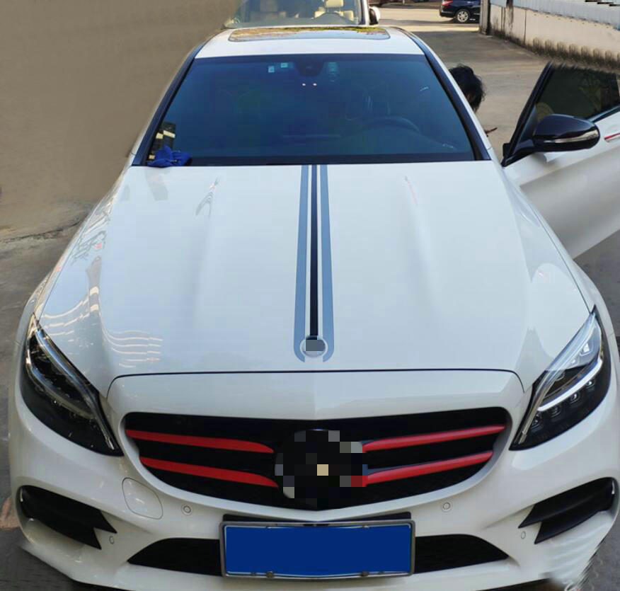 Hood and Rear Racing Stripe Car Sticker Kit for Mercedes Benz Bonnet ...
