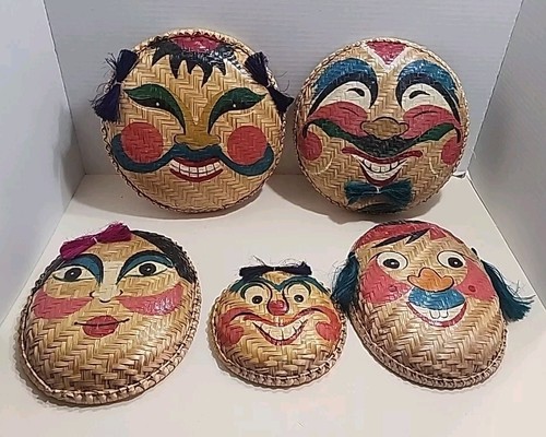 Vietnamese Rattan Wicker Hand-Painted Theater Masks | eBay