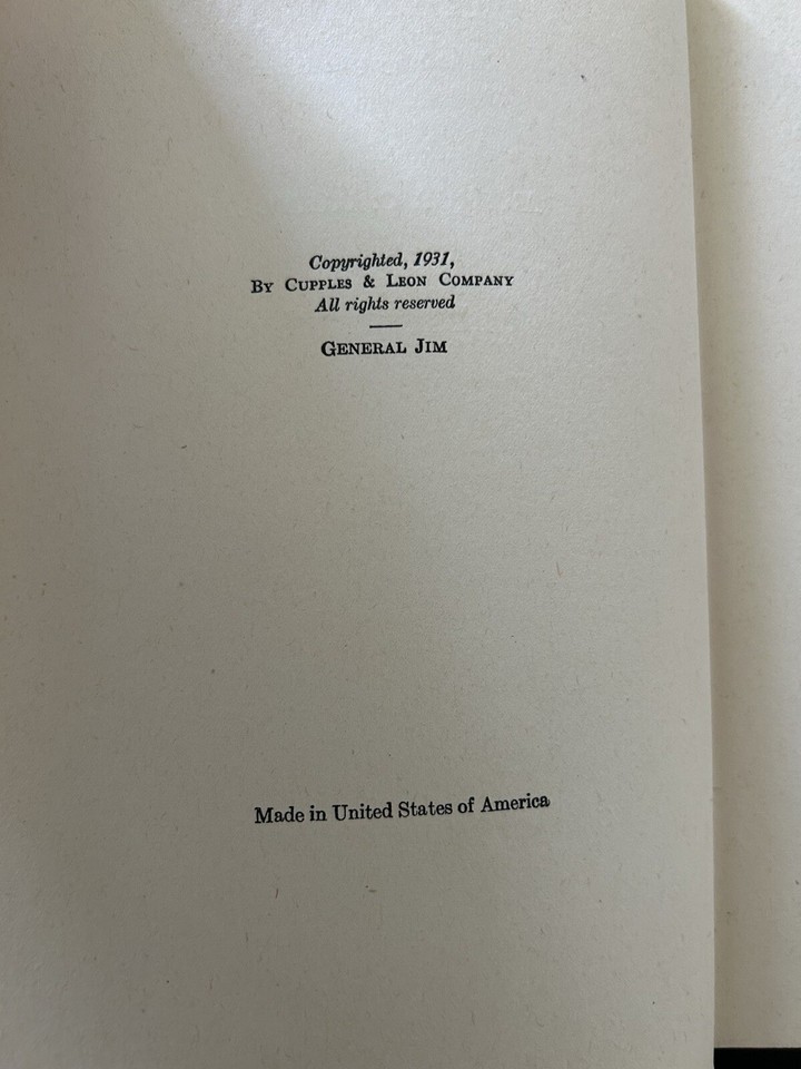 GENERAL JIM Book Arthur C Bartlett Cupples Leon Vintage 1931 HC DJ | eBay