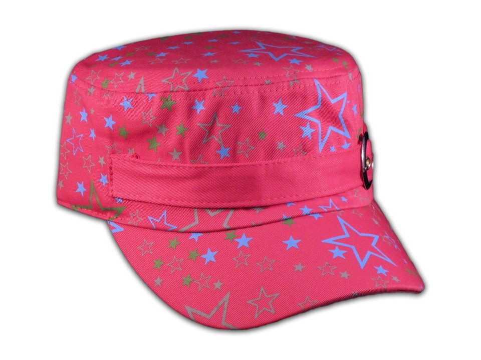 Pink Cadet Cap with Colored Stars and Buckle | eBay