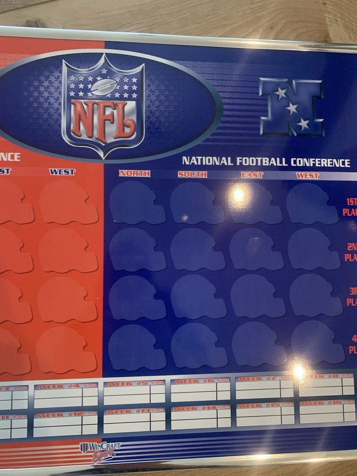 Vintage NFL Magnetic Standings Board w/ 32 Team Magnet Helmets w ...