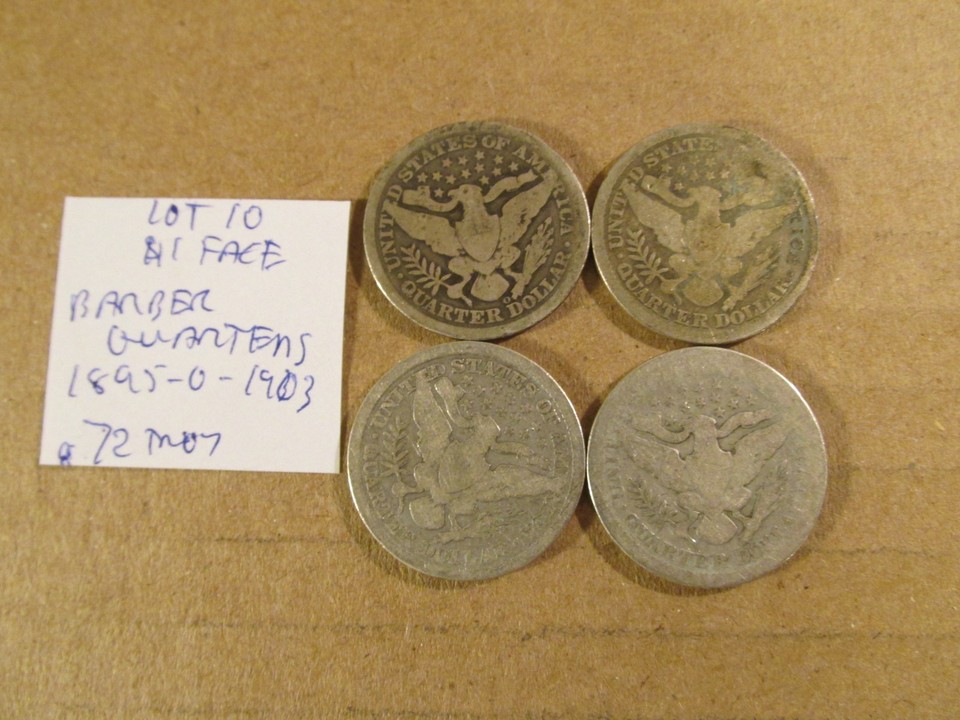 $1 face~Barber Quarters~1895-o to 1903~90% Silver~.72 tr~Free Ship~Lot ...