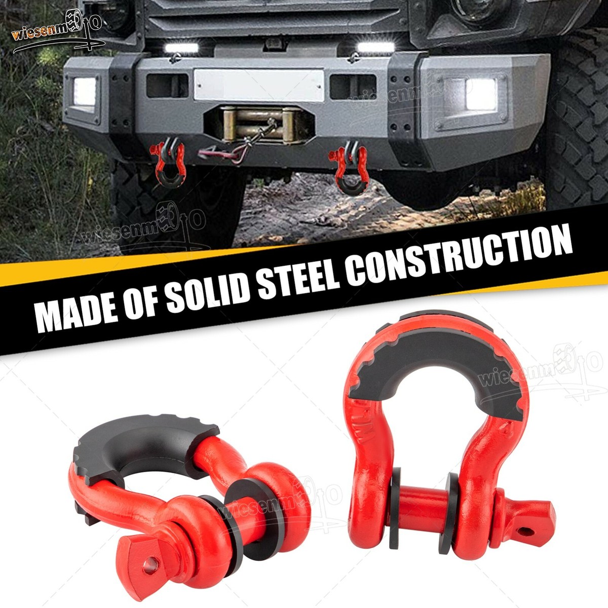 ATV UTV Recovery Gear 2 Pack 3/4" D Ring Shackle With Pulley - 41887lbs ...