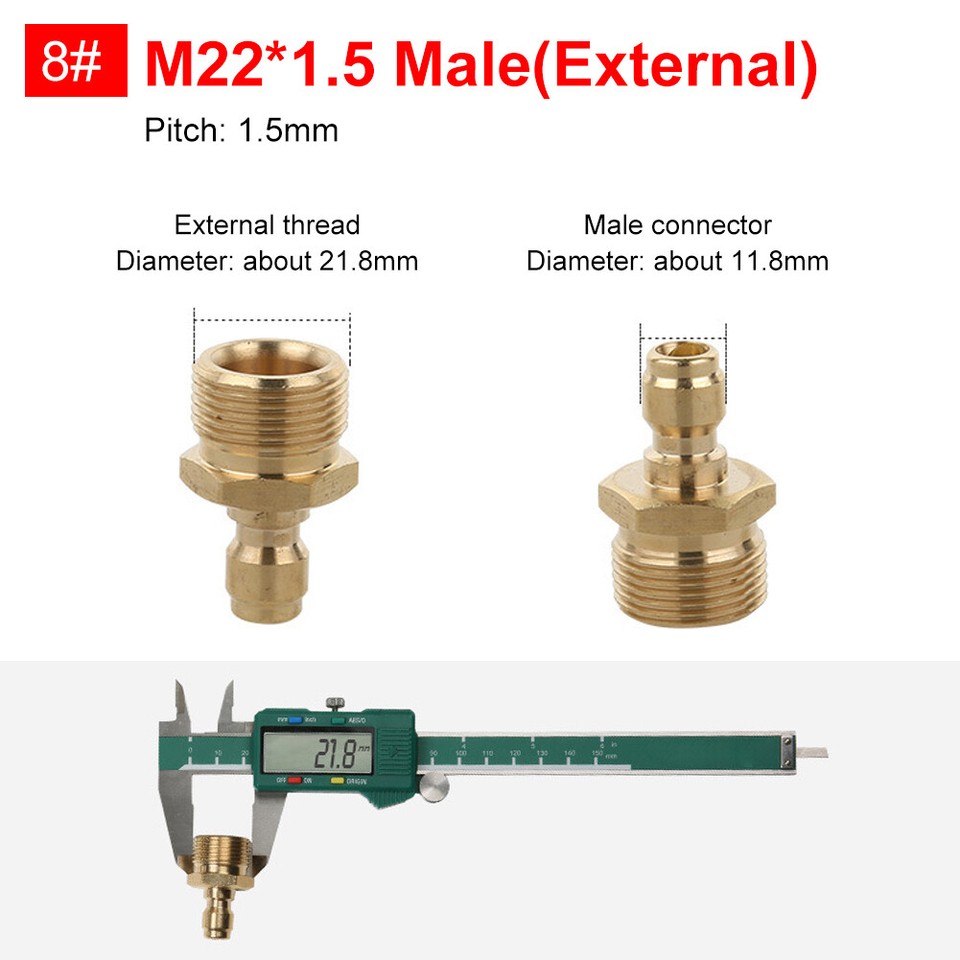 Pressure Washer Hose Connector 1/4 Quick Disconnect M14 M22 Male Female ...