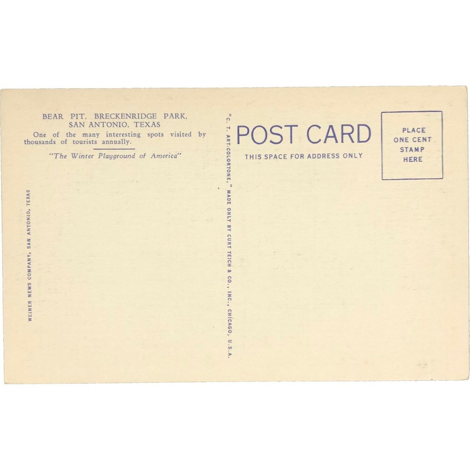Vintage Postcard, Bear Pit, Breckenridge Park, San Antonio, Texas | eBay
