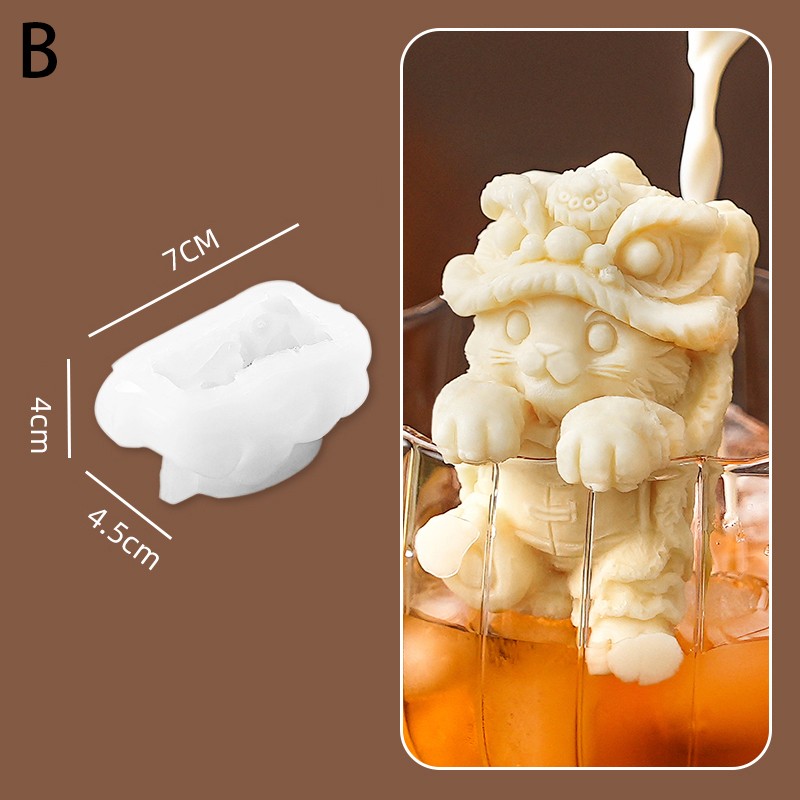 3D Ice Cube Mold Silicone Decoration Mold Bear Coffee Ice Mold Tea Milk ...