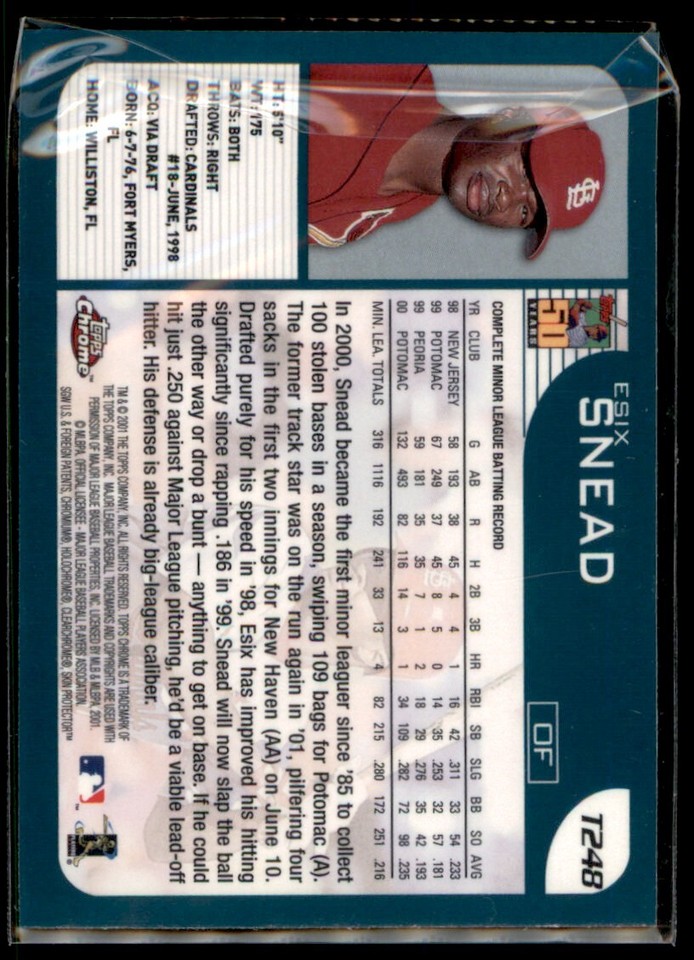 2001 TOPPS TRADED & ROOKIES CHROME ESIX SNEAD ST. LOUIS CARDINALS #T248 ...