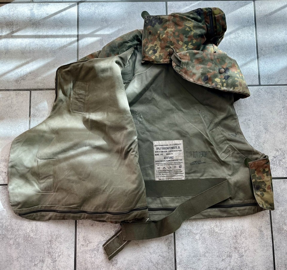 1995 German Bundeswehr Army Flecktarn Camo Fragmentation FLAK Vest Size ...