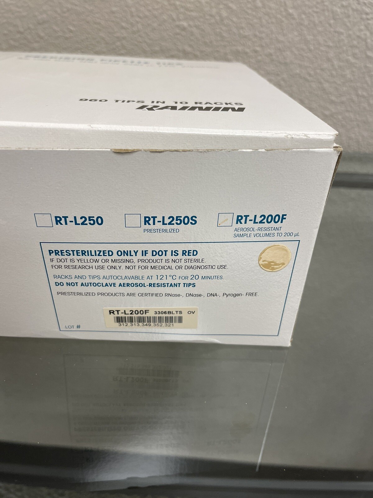Open Box- Rainin RT-L200F Precision Pipette Tips, 250uL, 768 Tips In 8 ...