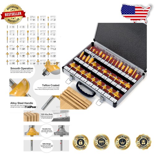 Complete 35-Piece Router Bit Set: Perfect for Woodworking & DIY - 1/4 ...