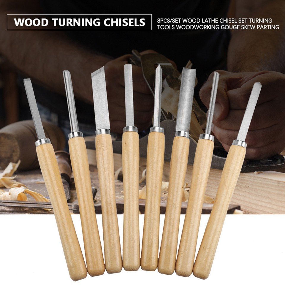 Wood Lathe Chisel Set 8pcs Turning Tools Carving Chisels Woodworking | eBay