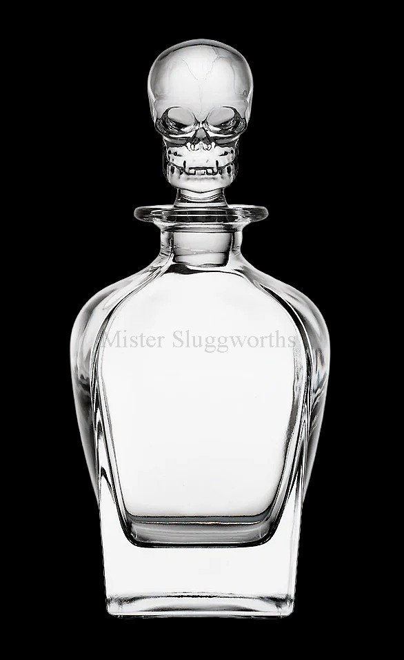 Godinger Vodka Whiskey Clear Crystal Skull Bottle Decanter Halloween ...