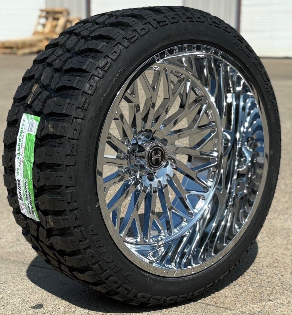 4 NEW 26x14 Hardcore HC103 Wheels and 37" tires Chrome 6x5.5 Chevy GMC ...