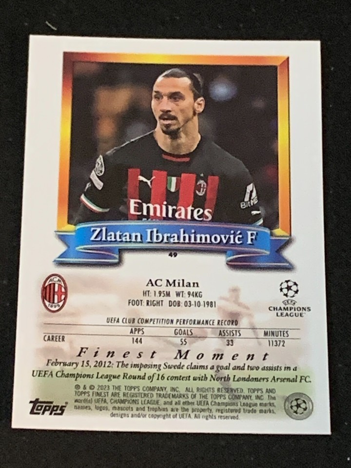 ZLATAN IBRAHIMOVIC #49 - 2022-23 Topps FINEST FLASHBACKS | eBay
