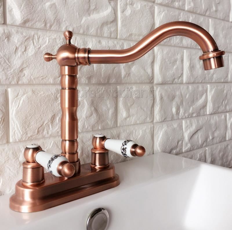 Antique Red Copper Swivel Kitchen Sink bathroom Mixer Tap Faucet Prg045 ...