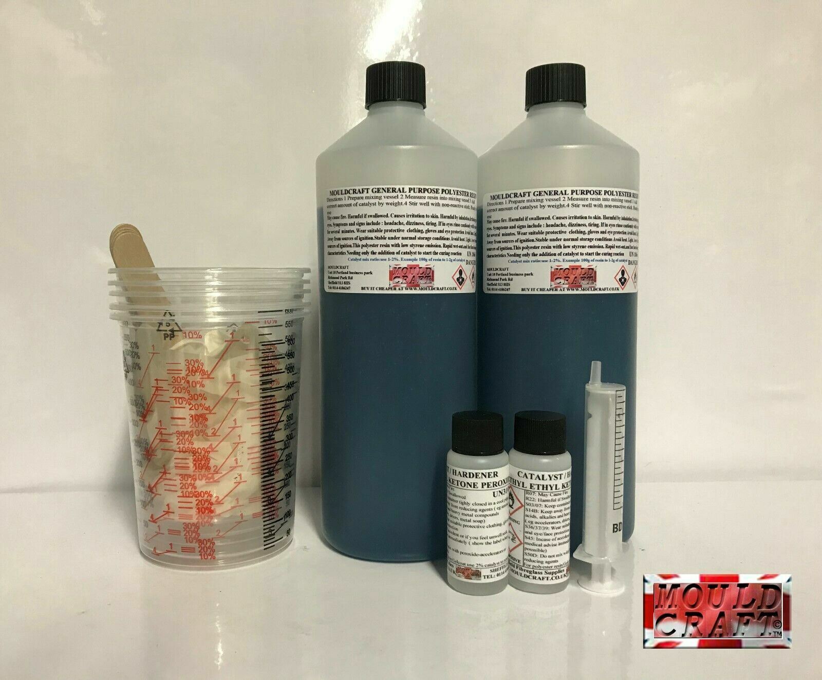 MOULDCRAFT GENERAL PURPOSE POLYESTER RESIN KITS 250g 500g 1kg 5kg 10KG ...