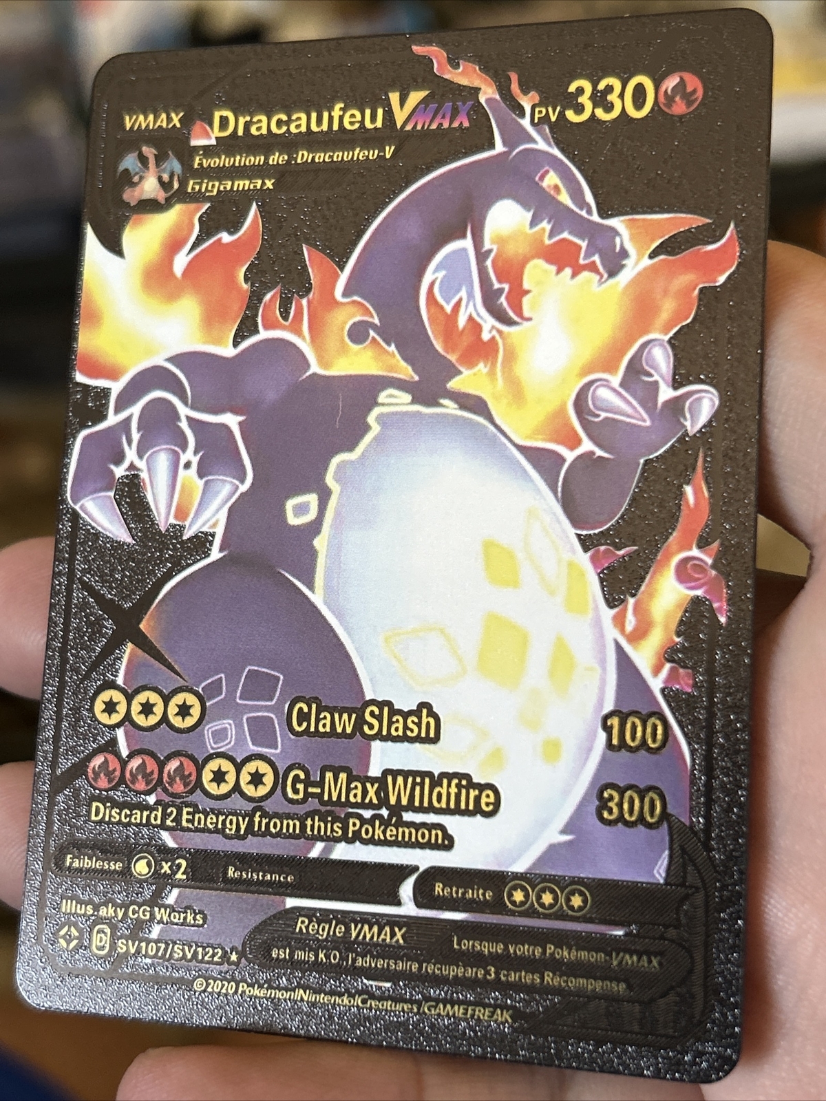 Pokemon Charizard VMAX SV107/SV122 HP 330 Full Art Black Foil Fan Art ...