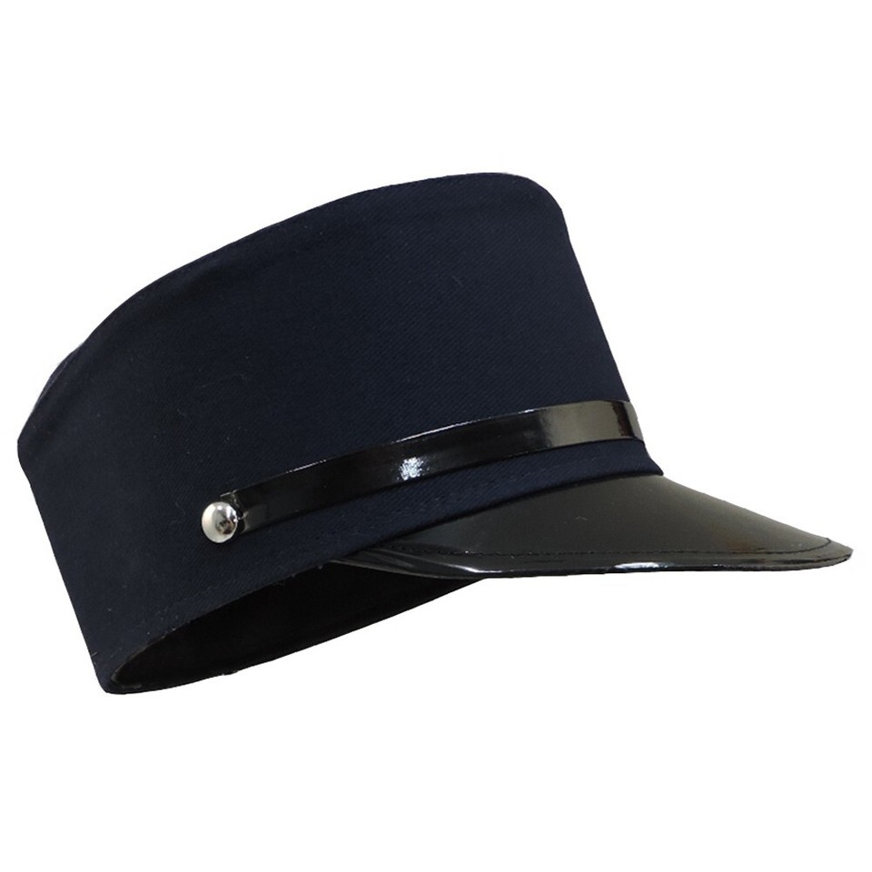 Adult Navy Blue Engineer Train Conductor Hat Cap With Black Vinyl Brim ...