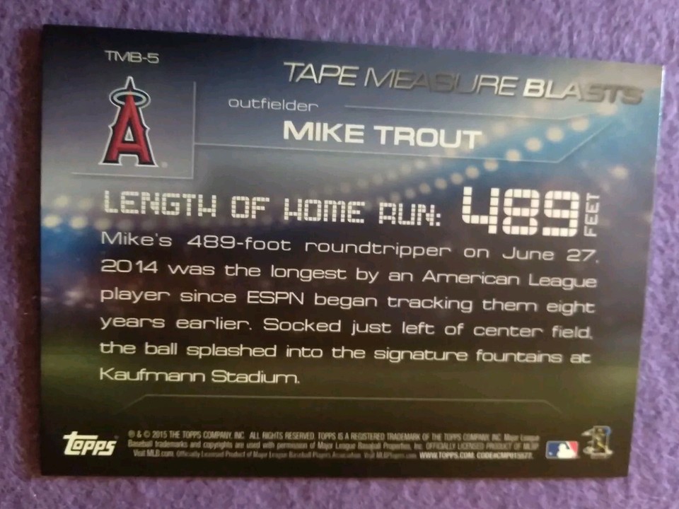2015 Topps Update #TMB-5 Tape Measure Blasts Mike Trout Los Angeles Angels | eBay