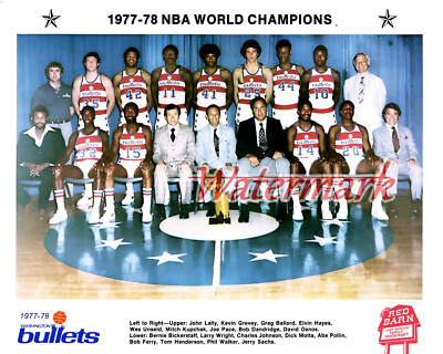 NBA 1977 - 78 Champion Washington Bullets Team Picture with Names 8 X ...