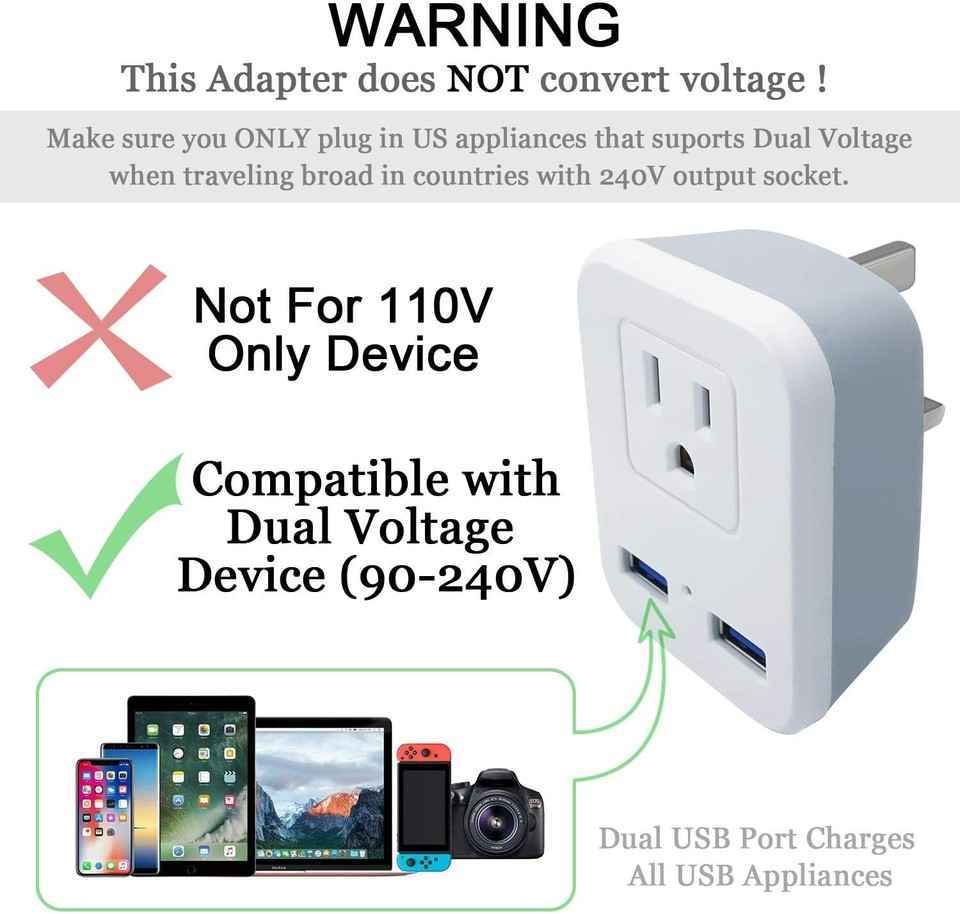 UK Ireland Power Plug Adapter, Type G Travel Adaptor for US to London ...