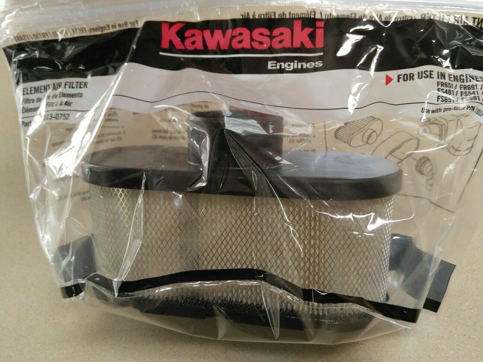 OEM Kawasaki Part 11013-0752 Air-Filter For FS and FR Engines **FREE ...