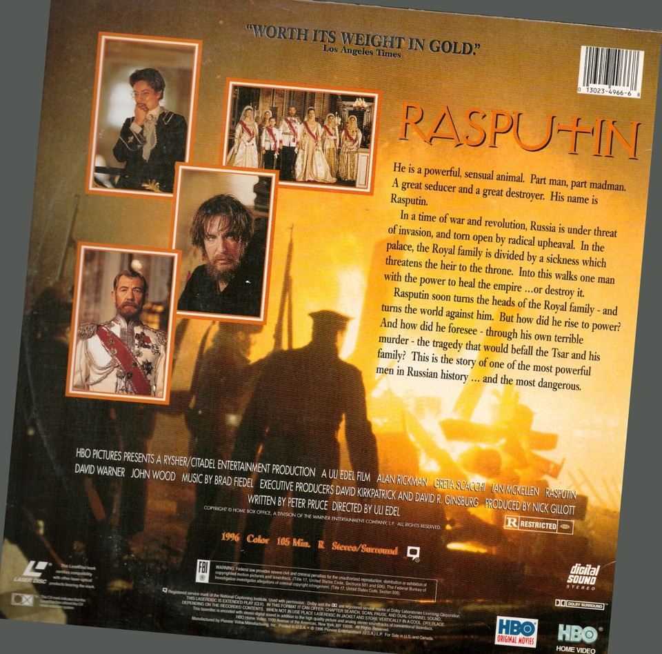 Rasputin (1996) Laserdisc *UNICORN RARE* VHTF* | eBay
