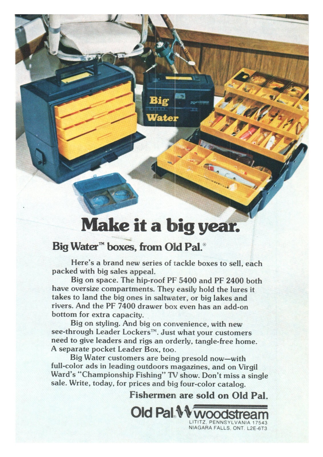 Print Ad Old Pal Woodstream Big Water Boxes Tackle Fishing TV Show 1978 ...