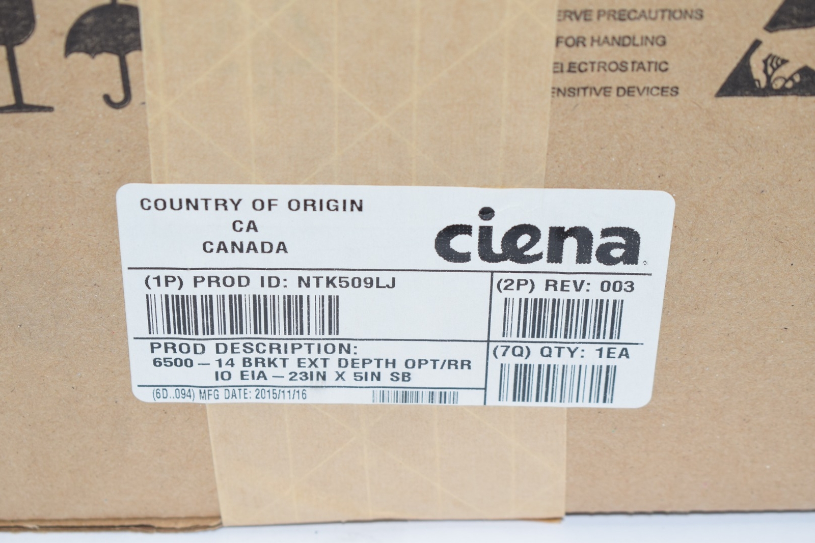 BOX CIENA NTK509LJ Shelf Bracket Kit 6500-14 23x5 for sale online | eBay