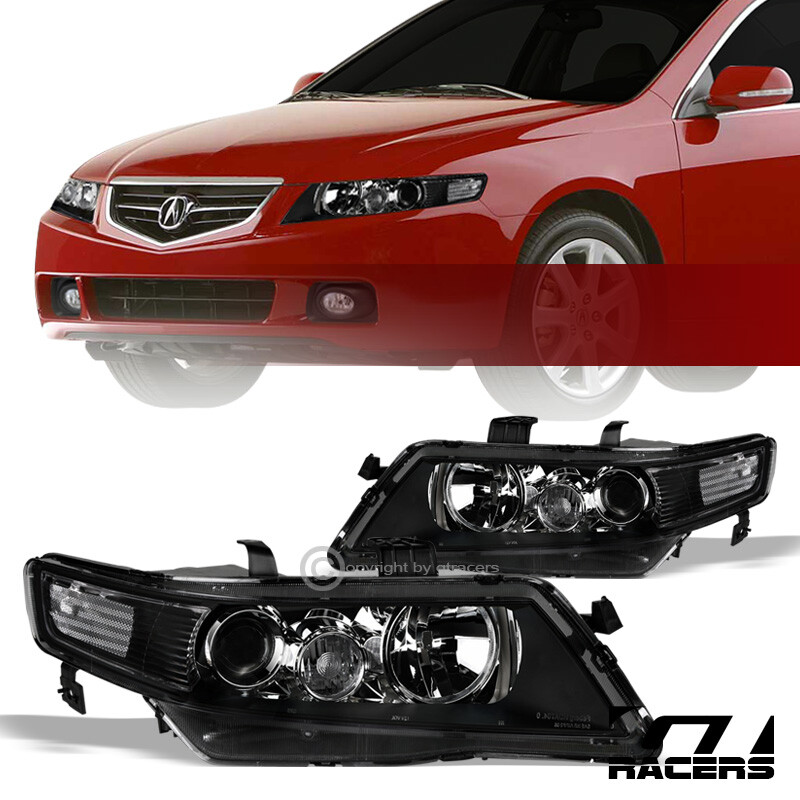 For 2004-2008 Acura TSX JDM Black Clear Projector Headlights HeadLamps ...