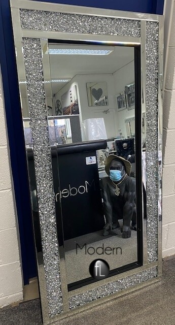 Extra Large 160x80 crushed diamond wall mirror, large leaning sparkle ...