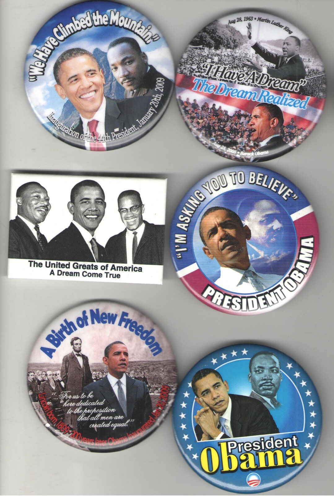 2008 - 2009 CIVIL RIGHTS pin Barack OBAMA 6 Campaign Inauguration ...