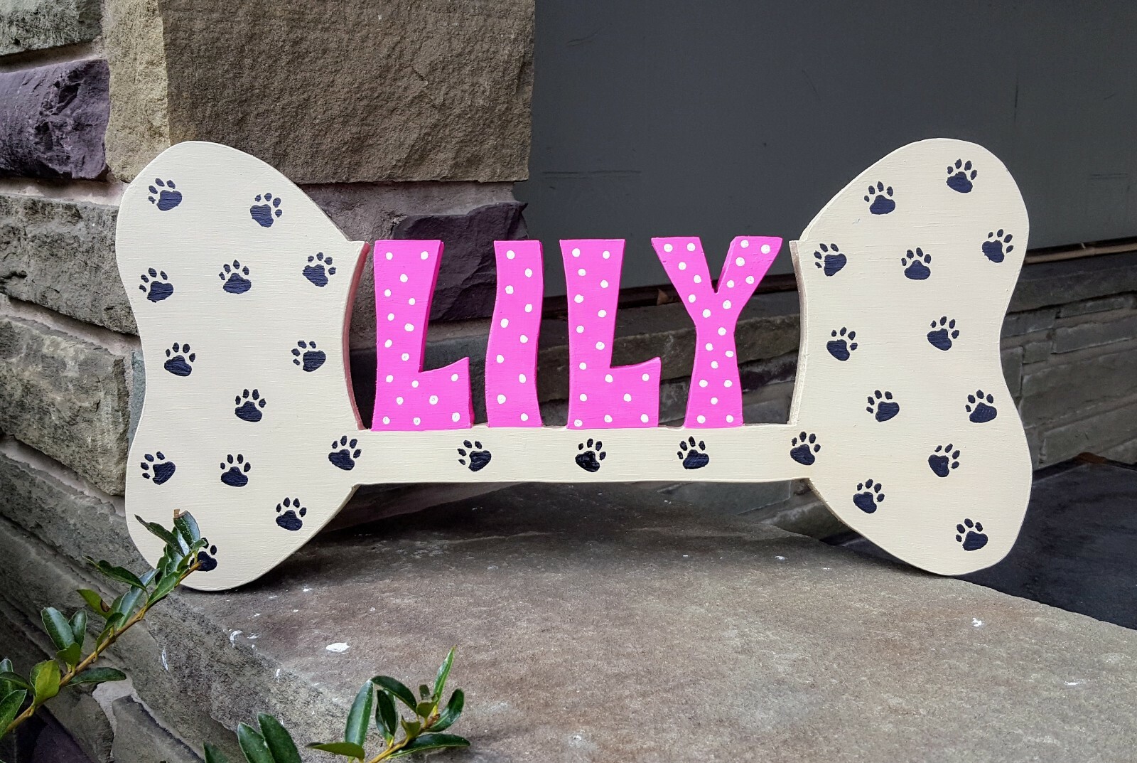Custom WOODEN DOG BONE HOUSE NUMBER or DOG NAME Address Sign Painted ...