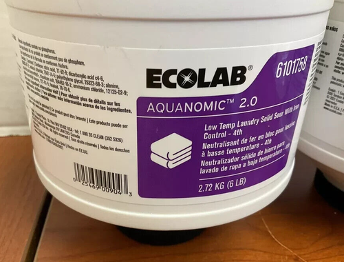 2 PACK~Ecolab Aquanomic 2.0 Low Temp Laundry Solid Sour Iron Control, 6 ...