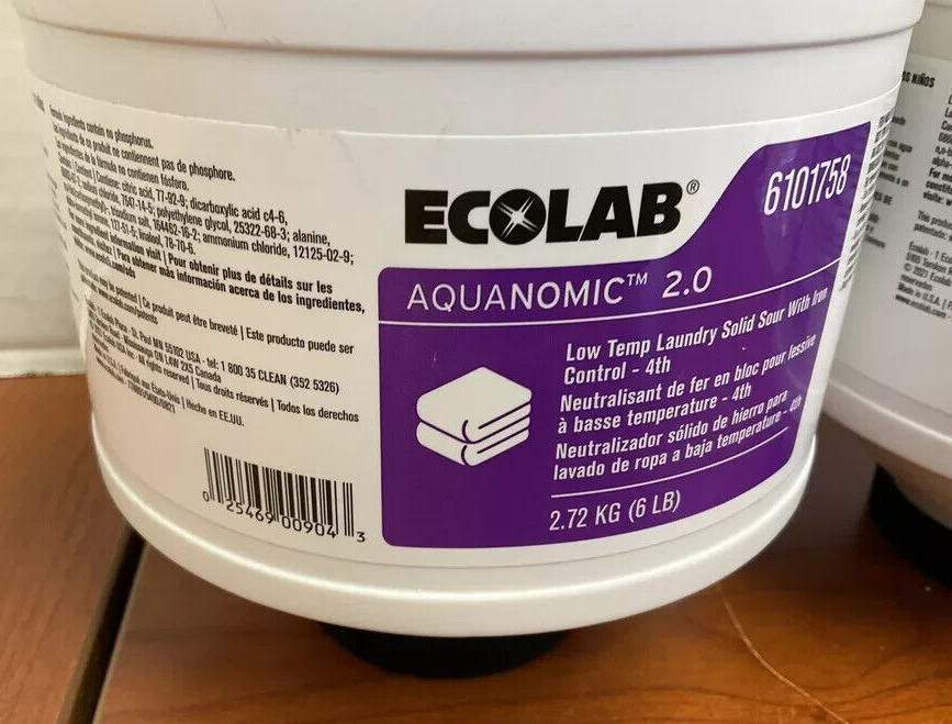 2 PACK~Ecolab Aquanomic 2.0 Low Temp Laundry Solid Sour Iron Control, 6 ...