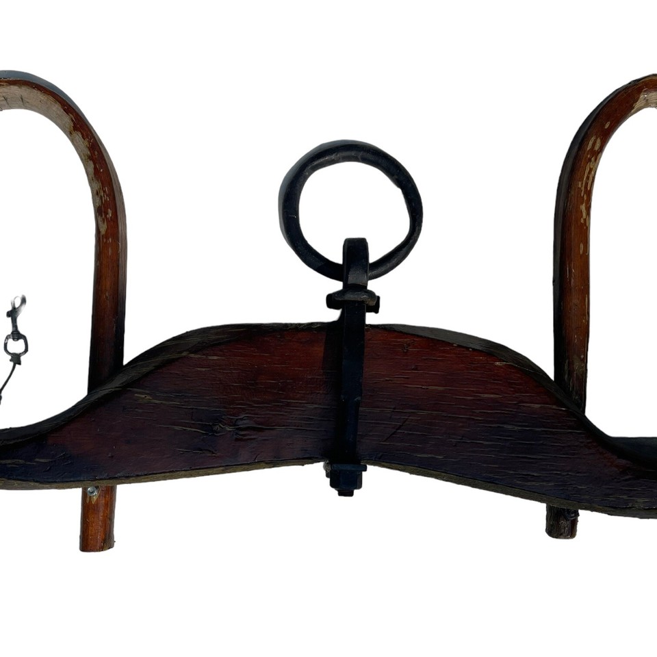 Antique Primitive XL Oxen Yoke Wood Wrought Iron Country Decor Western ...