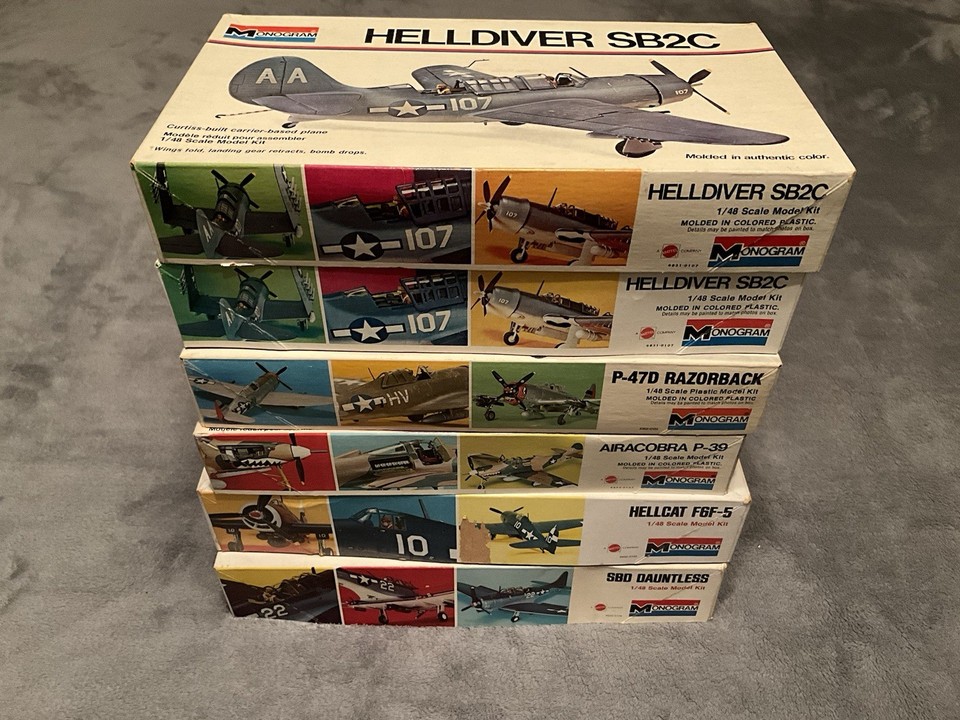 Monogram 1/48 WWII Allied Aircraft Model Kits, 6pc Lot, Sealed, 1960s ...
