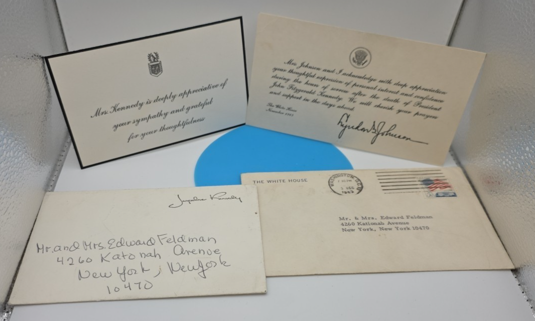 1963 JFK Assassination Condolence Cards - Jackie Kennedy & LBJ Autopen ...