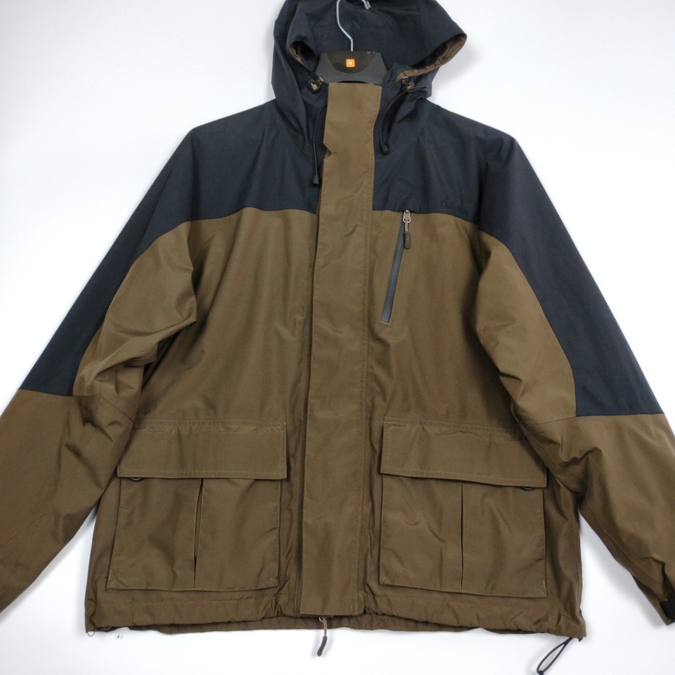 Cabela's Gore-Tex Jacket Men Large Brown Black Waterproof Hooded Shell ...