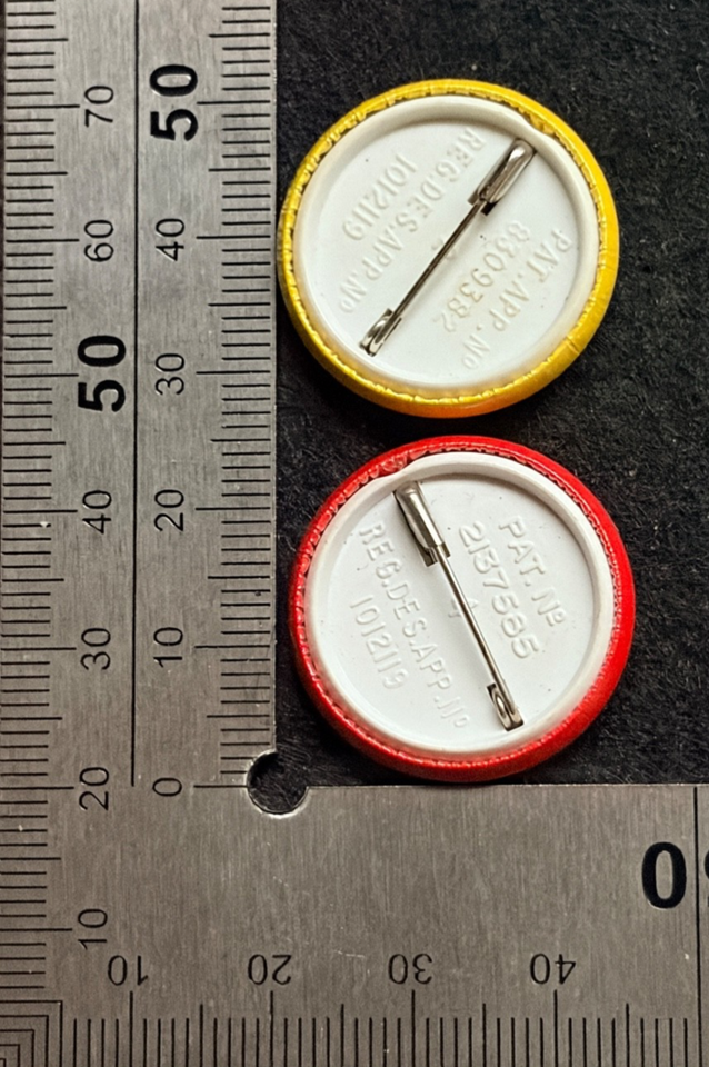 PAIR N.S.P.C.C. RED HELPER & YELLOW SMALL BUTTON PIN BADGES | eBay UK