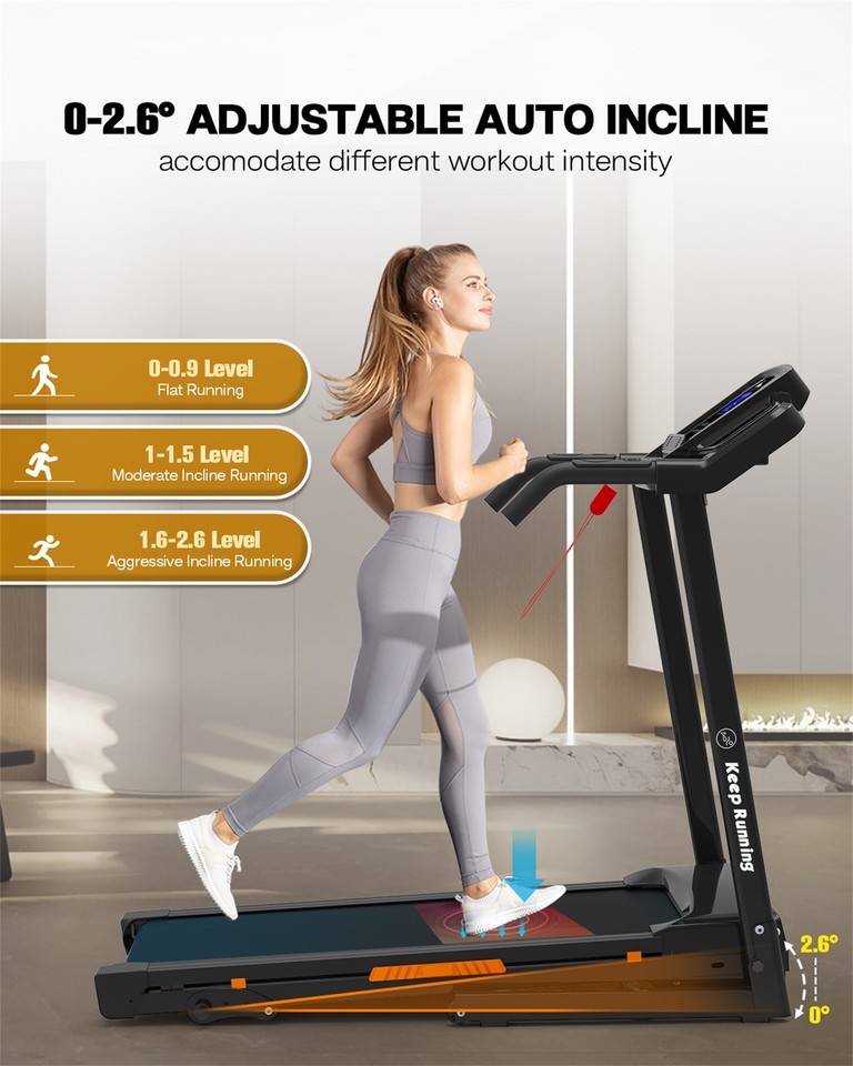 3.5 HP Folding Incline Treadmill Heavy Duty Electric Motorized Running ...