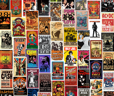 25/50 Rock Concert Poster Sticker Pack - Waterproof Vinyl - Beatles ...