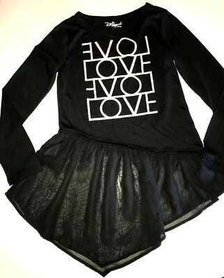 girls D-SIGNED DISNEY fancy BLACK TOP silver glitter LOVE FULL BOTTOM ...