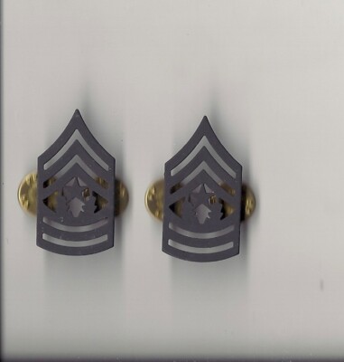 Pair of Metal Subdued Black Command Sergeant Major E-10 Rank Insignia ...
