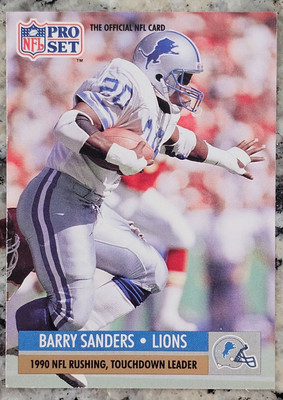 1991 Barry Sanders Pro Set Football Card #10 HOF RB Detroit Lions NFL ...