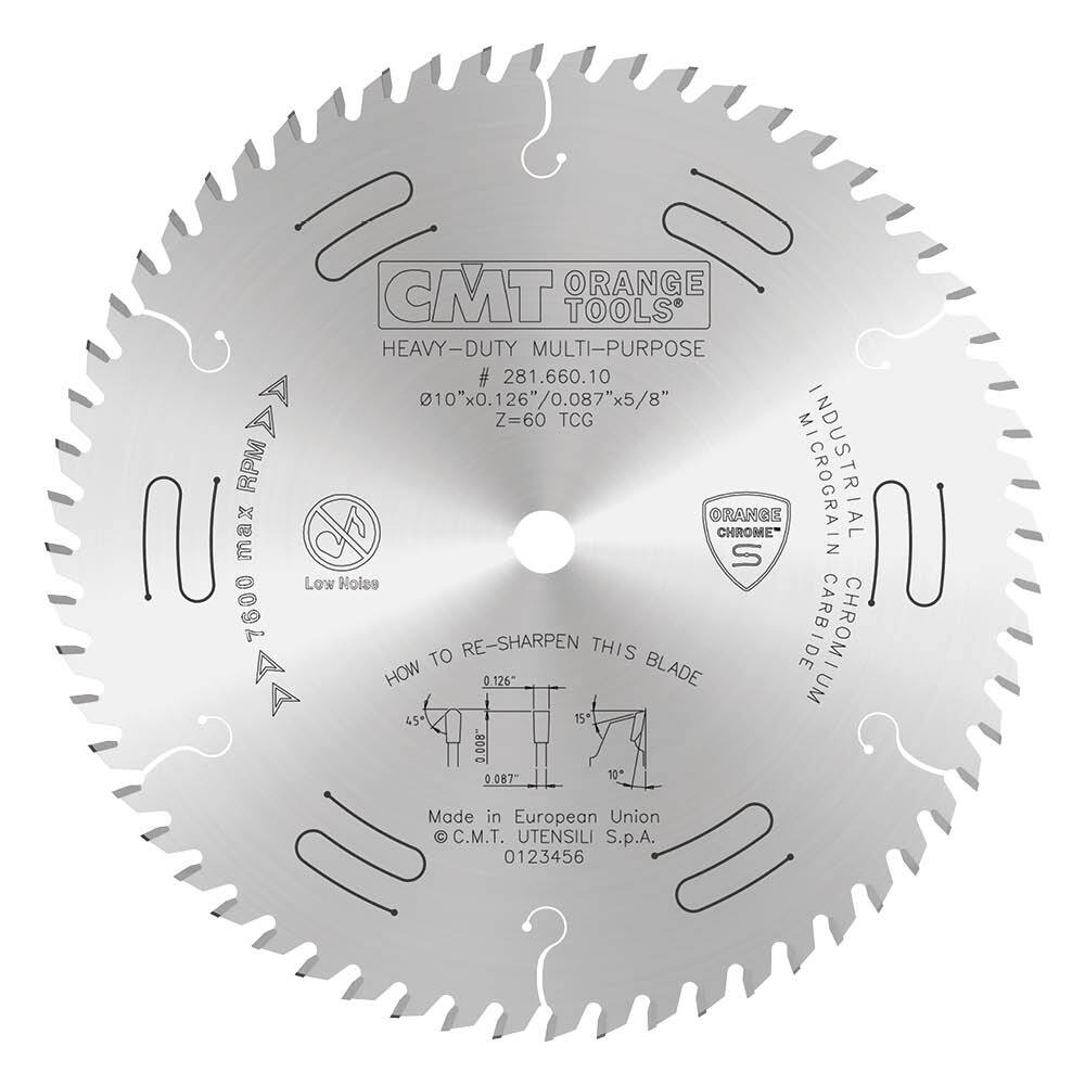 CMT Orange Chrome Carbide10” Heavy Duty Crosscut Blade 60 Teeth TCG 281 ...
