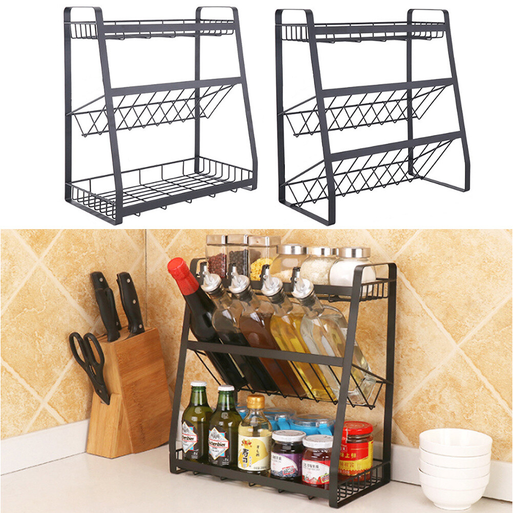 3 Tier Spice Herb Jars Stand Sauce Bottle Rack Holder Kitchen Storage ...
