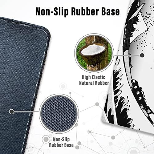 Japanese Wave Mouse Pad Extended XL Mousepad with AntiSlip Base Cool ...