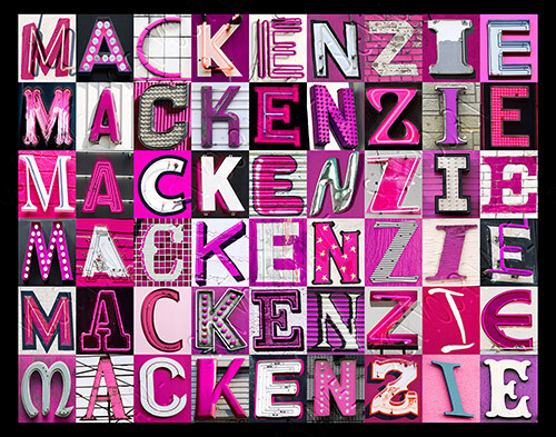 MACKENZIE Name Poster featuring photos of actual PINK sign letters | eBay